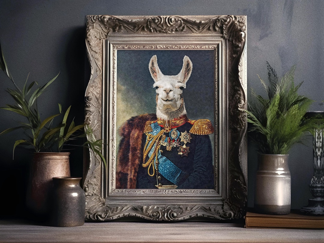 Llama Wall Art Print Vintage Historical Military Army Painting Style ...
