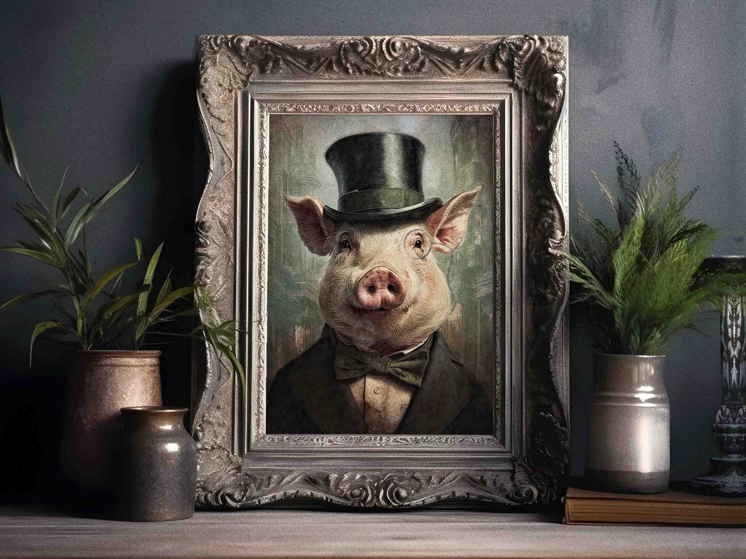 Victorian Pig Wall Art Print // Portrait of Aristocrat Gentleman Hog ...