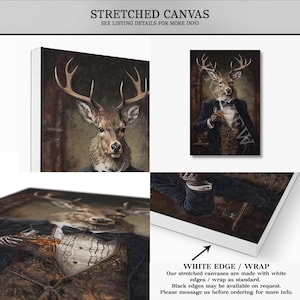 Stag Drinking Whisky Wall Art Print // Vintage Painting Style Portrait ...