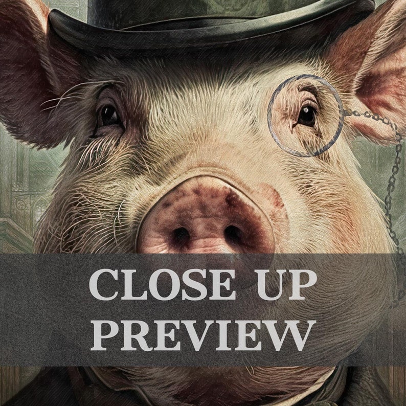 Victorian Pig Wall Art Print // Portrait of Aristocrat Gentleman Hog ...