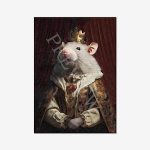 Rat King Wall Art Print // Cute Royal Lord of the Rats & Mice in a ...