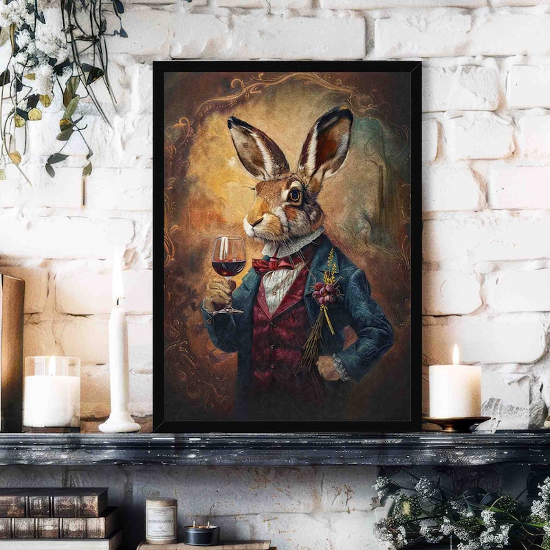 Hare in Suit Painting - Etsy UK