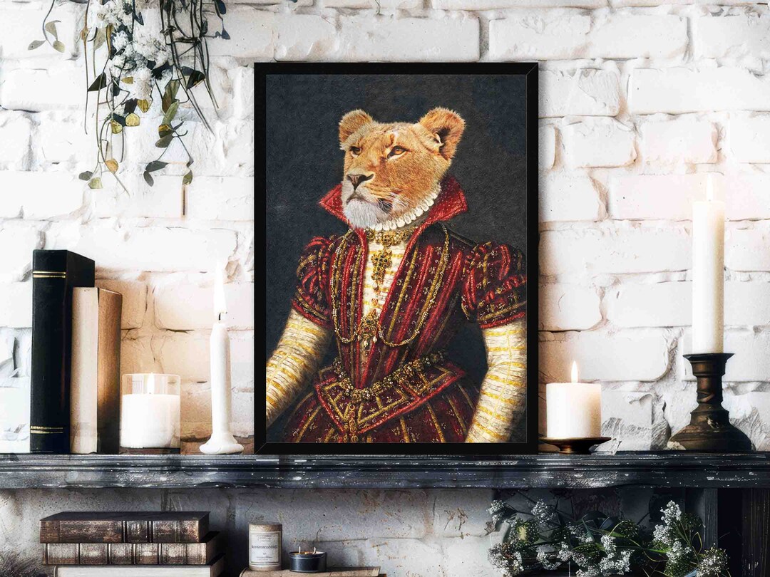 Lioness Queen Art Print // Vintage Historical Royal Painting Style Lady ...