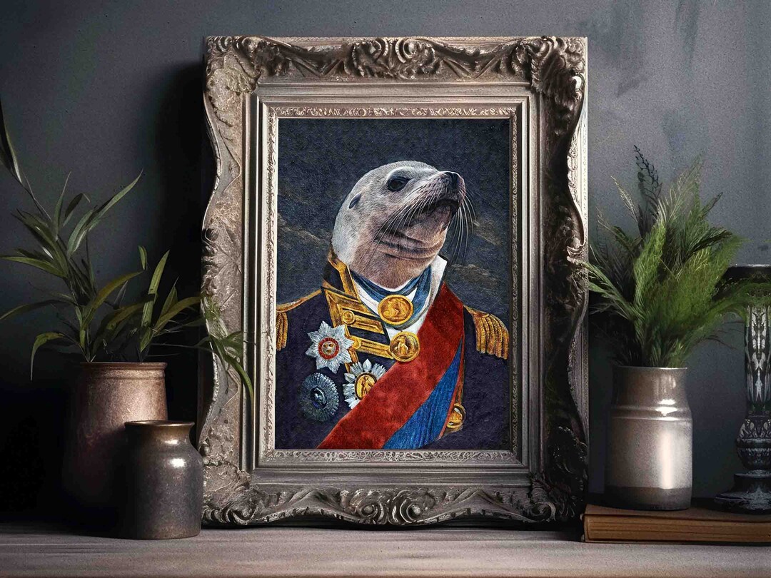 Navy Seal Wall Art Print // Vintage Renaissance Painting Style - Etsy