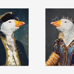 Goose Wall Art Set - Vintage Painting Style Portraits of Male and ...