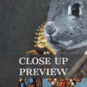 Rabbit Queen Print // Vintage Historical Royal Painting Style Portrait ...