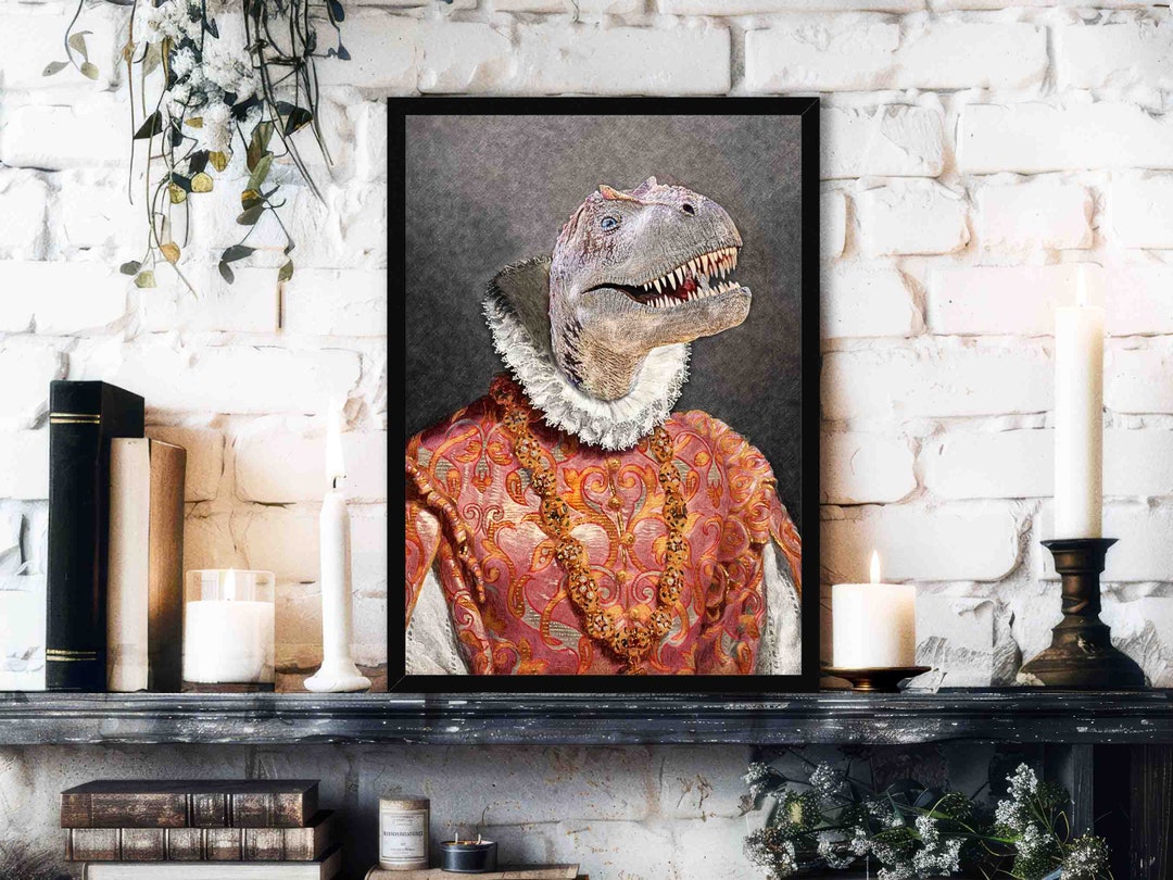 T. Rex Queen Wall Art Print - Historical Renaissance Painting Style ...