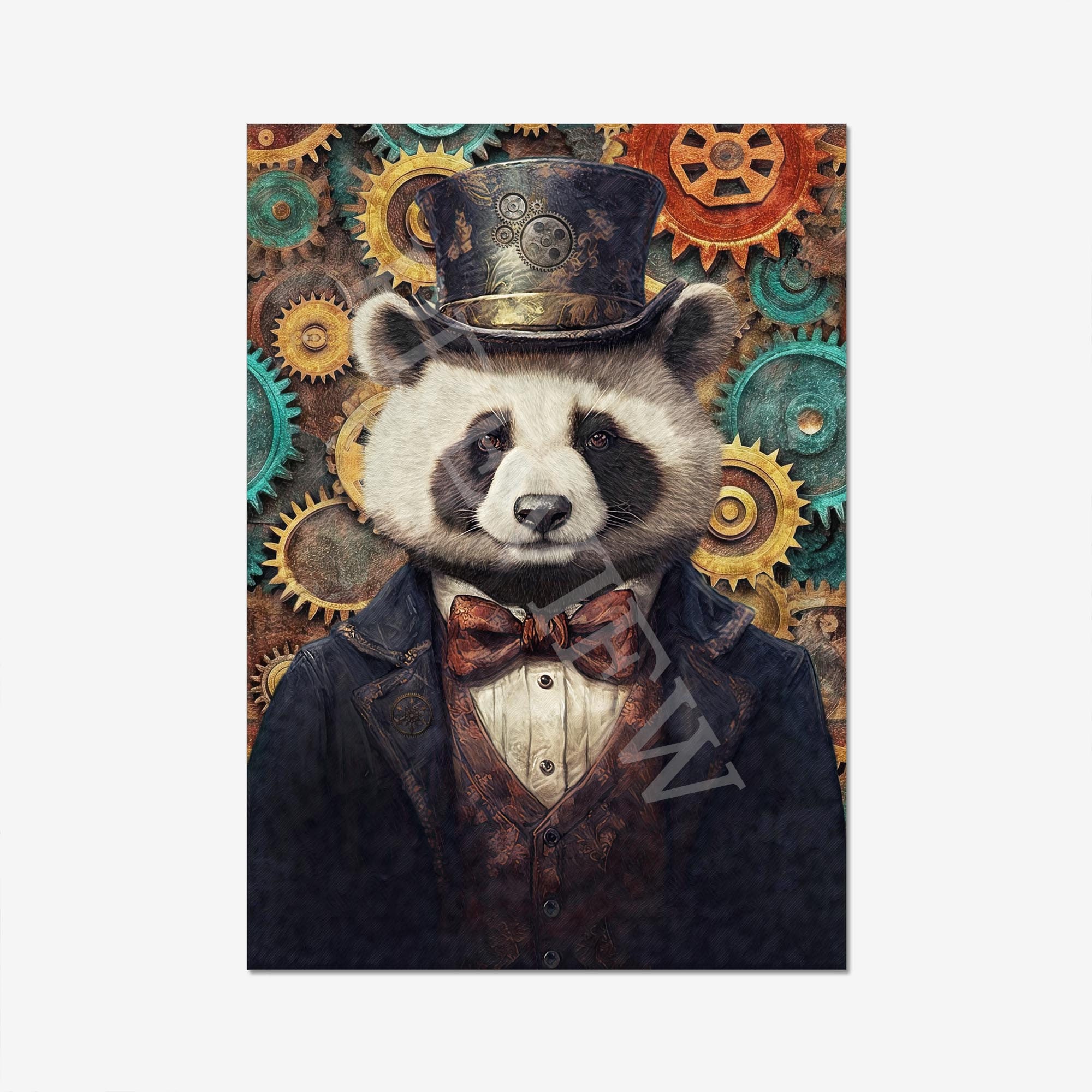 Steampunk Panda Wall Art Print // Vintage Style Portrait of Gentleman ...