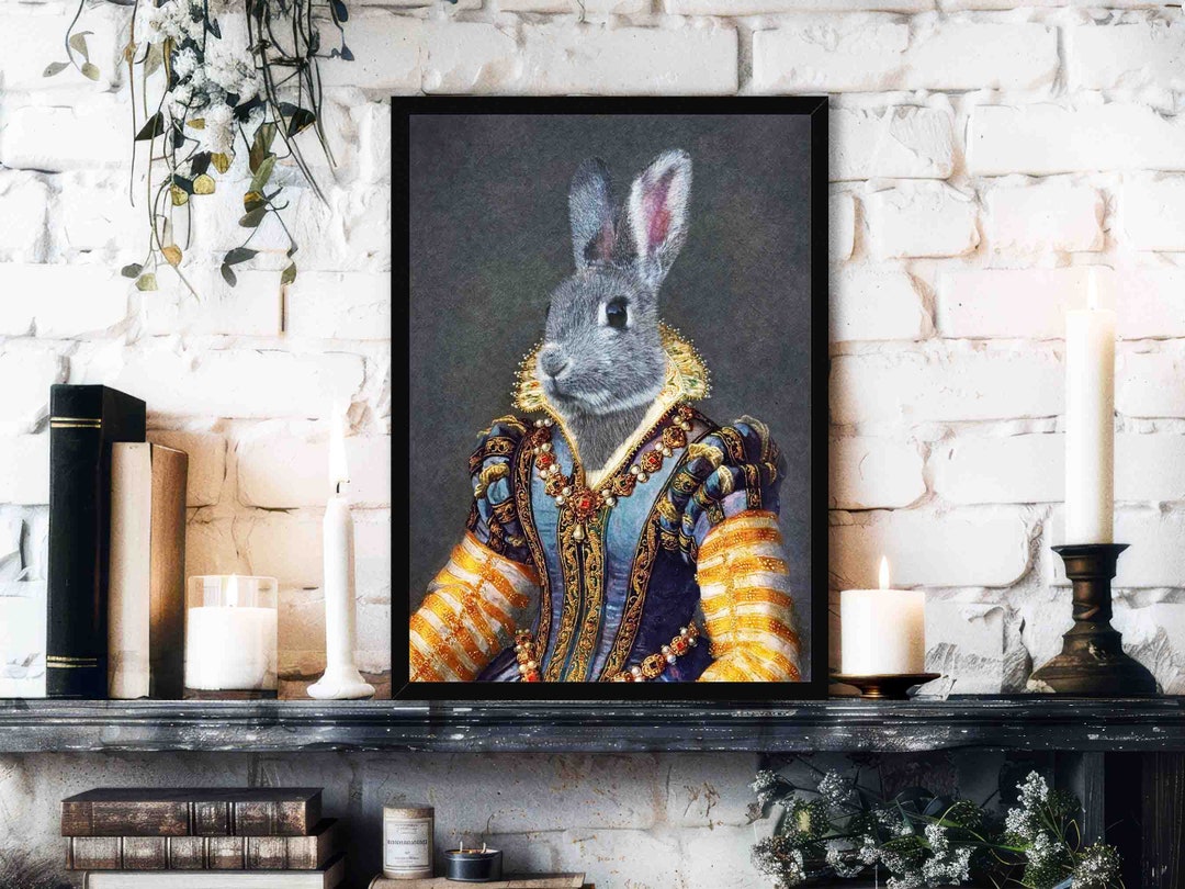 Rabbit Queen Print // Vintage Historical Royal Painting Style Portrait ...