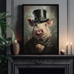 Victorian Pig Wall Art Print // Portrait of Aristocrat Gentleman Hog ...