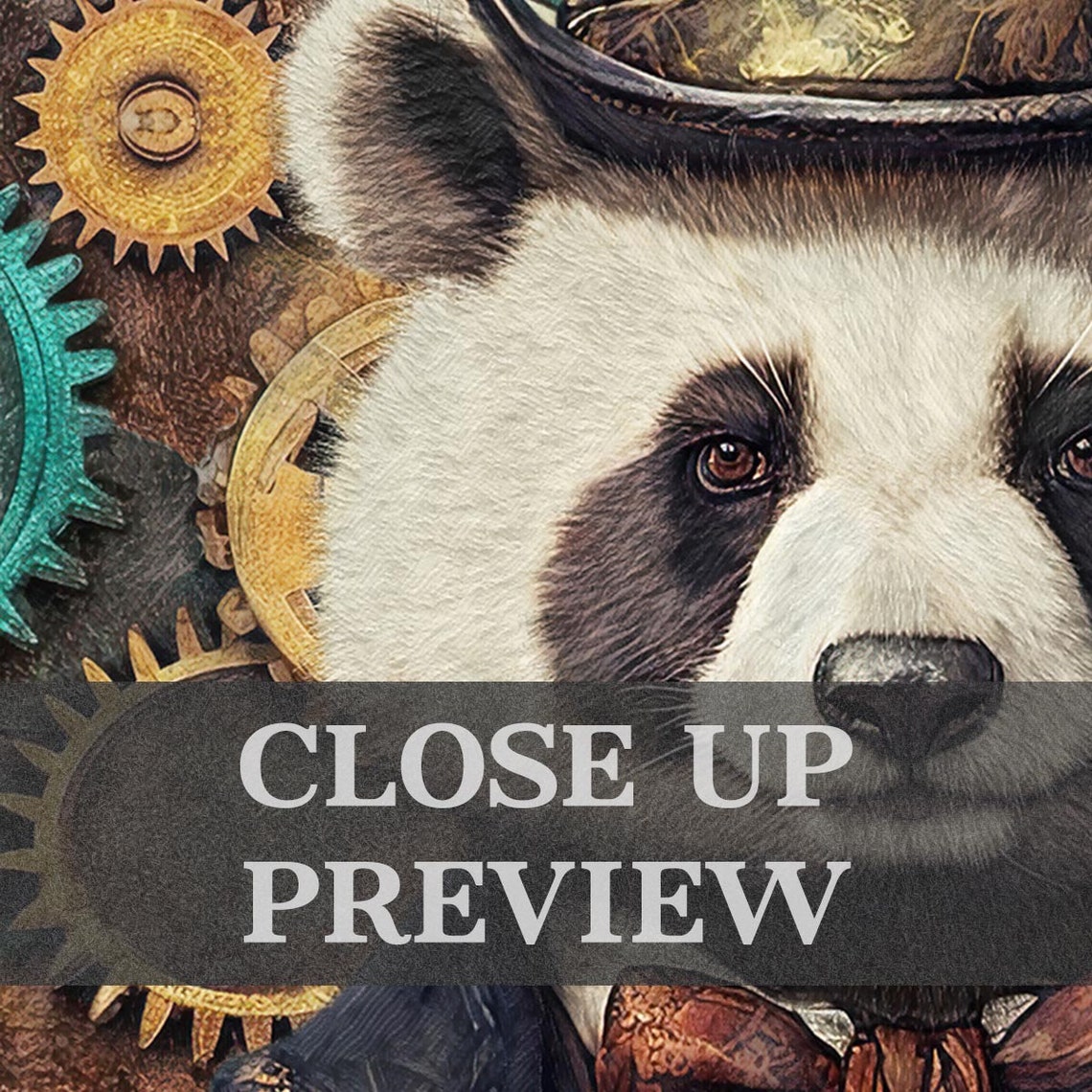 Steampunk Panda Wall Art Print // Vintage Style Portrait of Gentleman ...