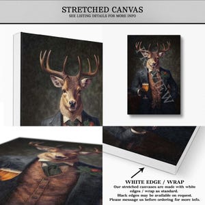 Stag Drinking Beer Wall Art Print // Vintage Painting Style Portrait of ...