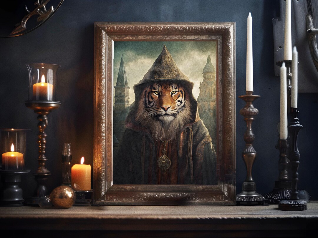 Tiger Wizard Wall Art Print // Gothic Vintage Style Portrait - Etsy