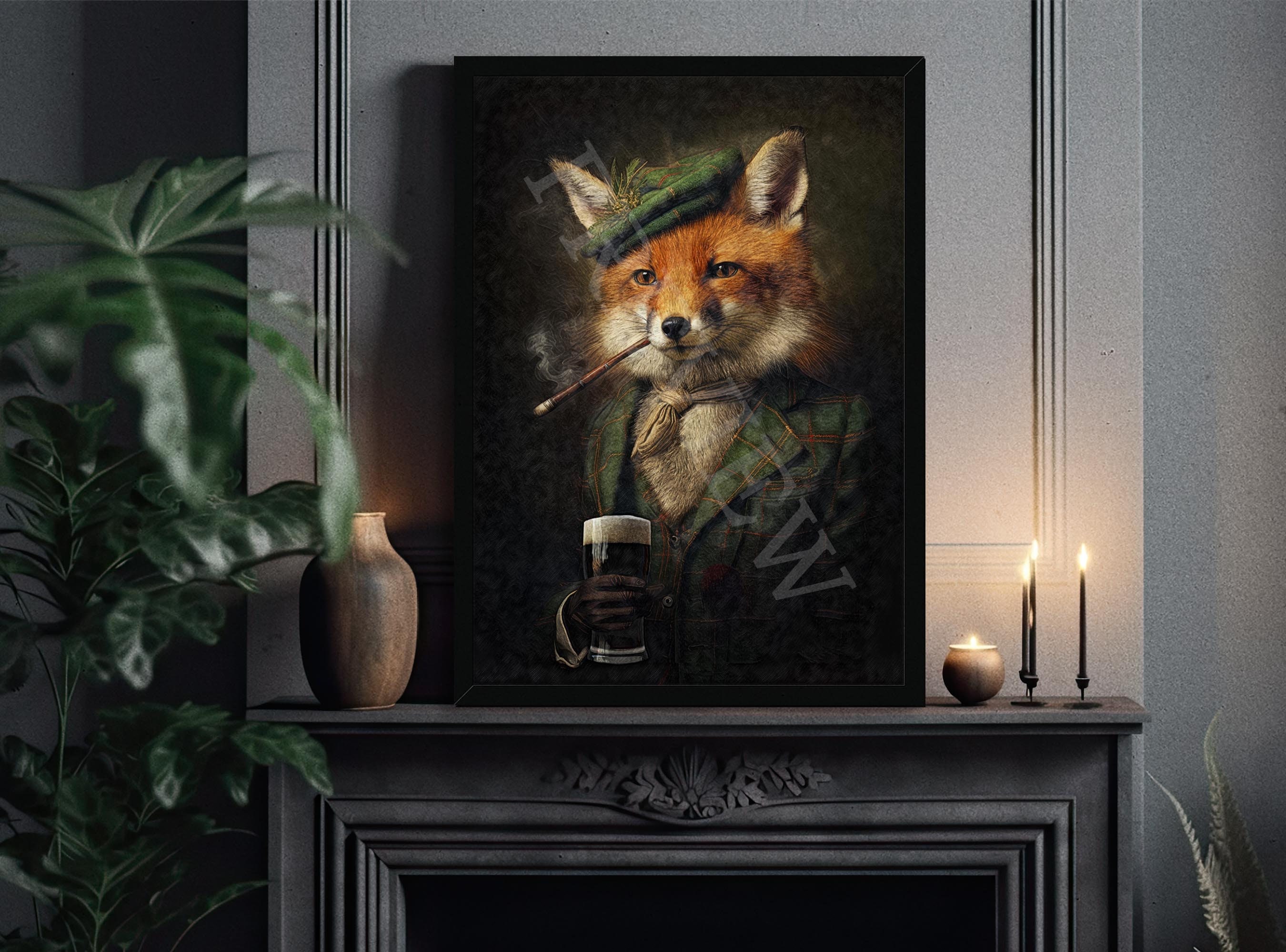 Irish Fox Wall Art Print // Vintage Painting Style Portrait of Fox ...