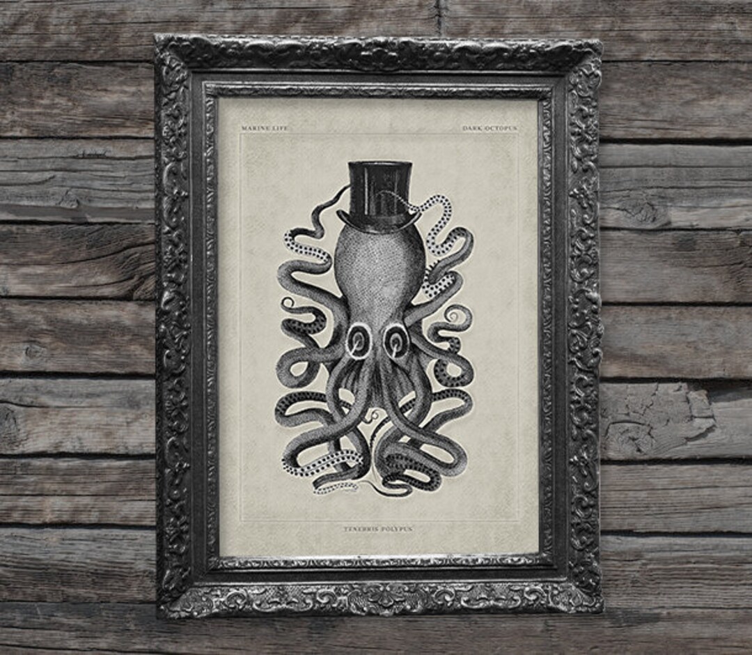 Dark Octopus Vintage Gothic Print 18th Century Victorian - Etsy
