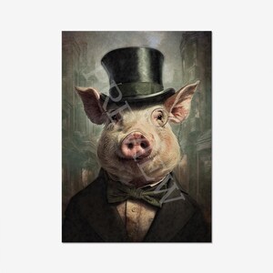 Victorian Pig Wall Art Print // Portrait of Aristocrat Gentleman Hog ...