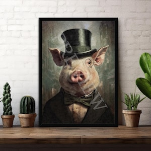 Victorian Pig Wall Art Print // Portrait of Aristocrat Gentleman Hog ...