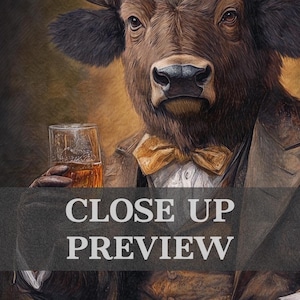 Bison Drinking Bourbon Wall Art Print // Vintage Painting Style ...