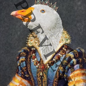 Goose Wall Art Set Vintage Painting Style Portraits of Male and Female ...