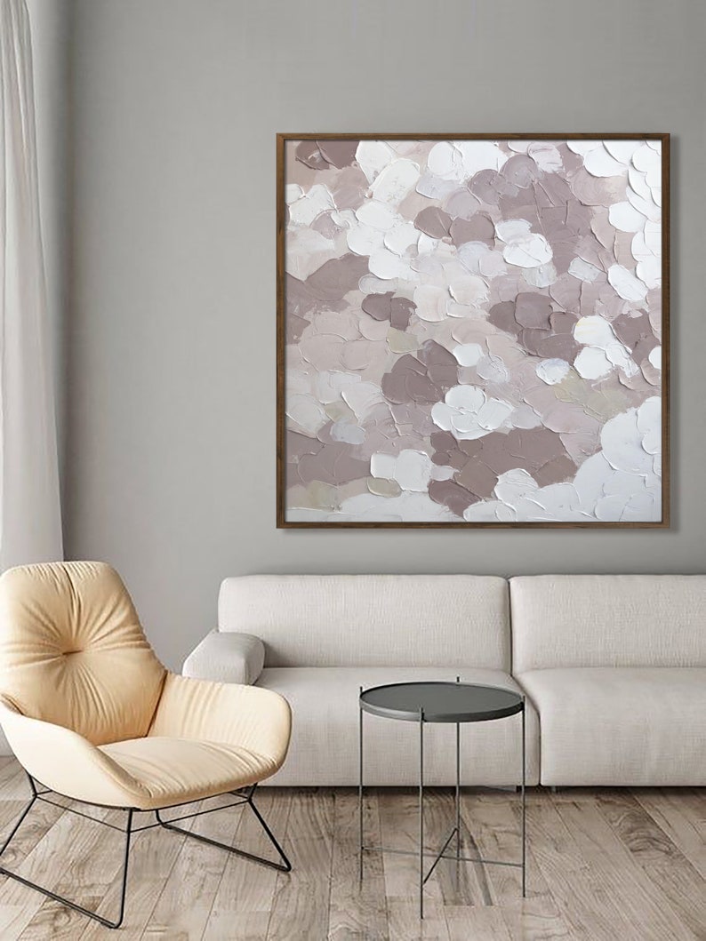 Big Beige Abstract Painting Beige Texture Painting Light - Etsy