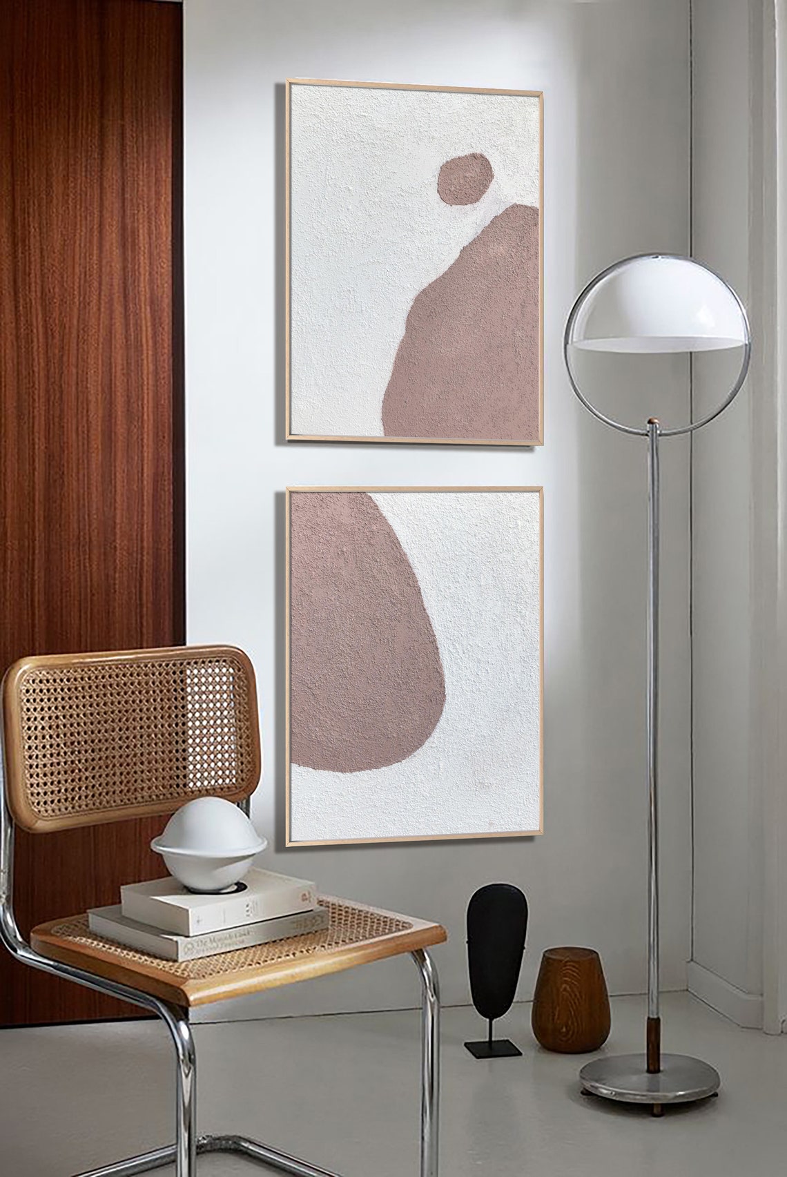 2 Piece Wall Art Canvaslarge Set of 2 Paintinglight Brown - Etsy