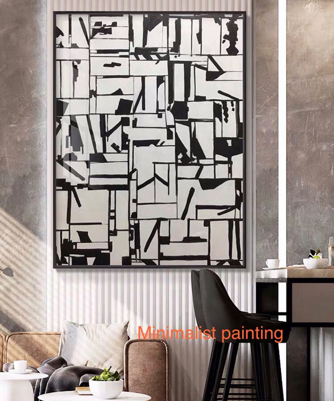 Large Original Abstract Abstract Art Black and Gray - Etsy