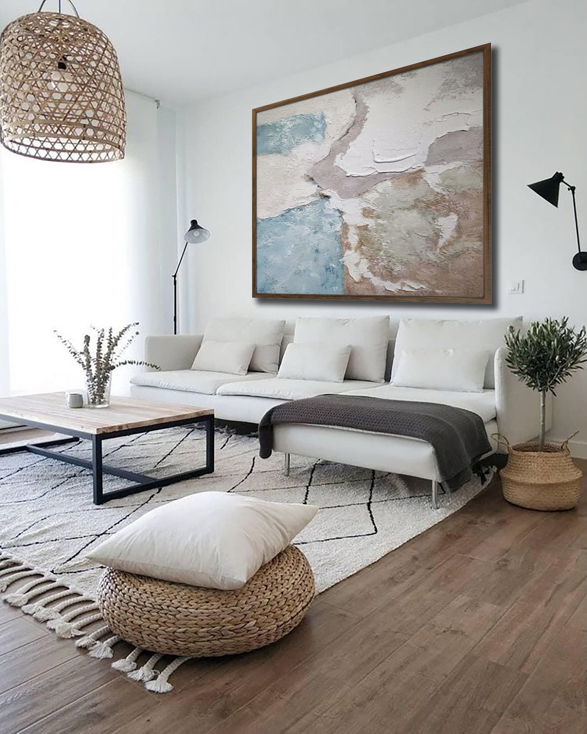 Grote Noordse witte abstracte schilderij witte 3D textuur - Etsy Nederland