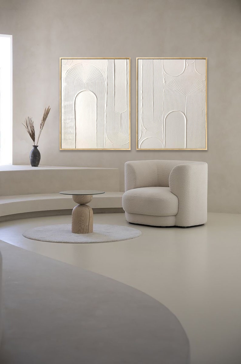 Set of 2 Plaster Art White Plaster Art New Minimalist - Etsy