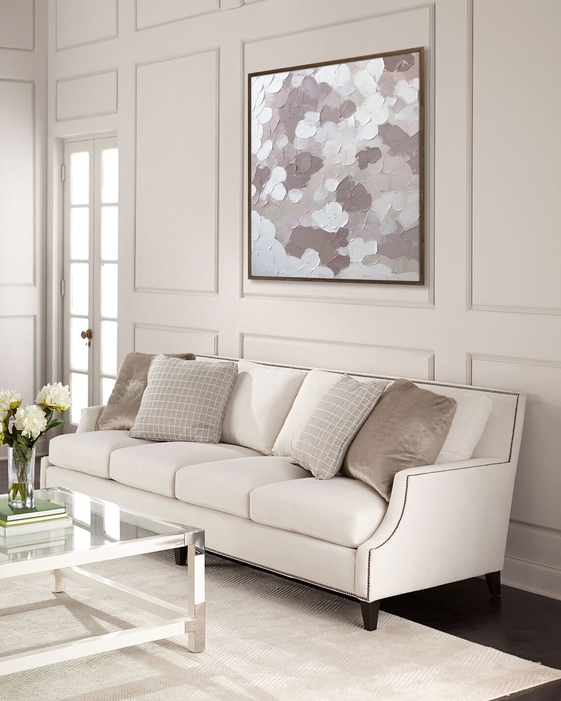 Big Beige Abstract Painting Beige Texture Painting Light - Etsy