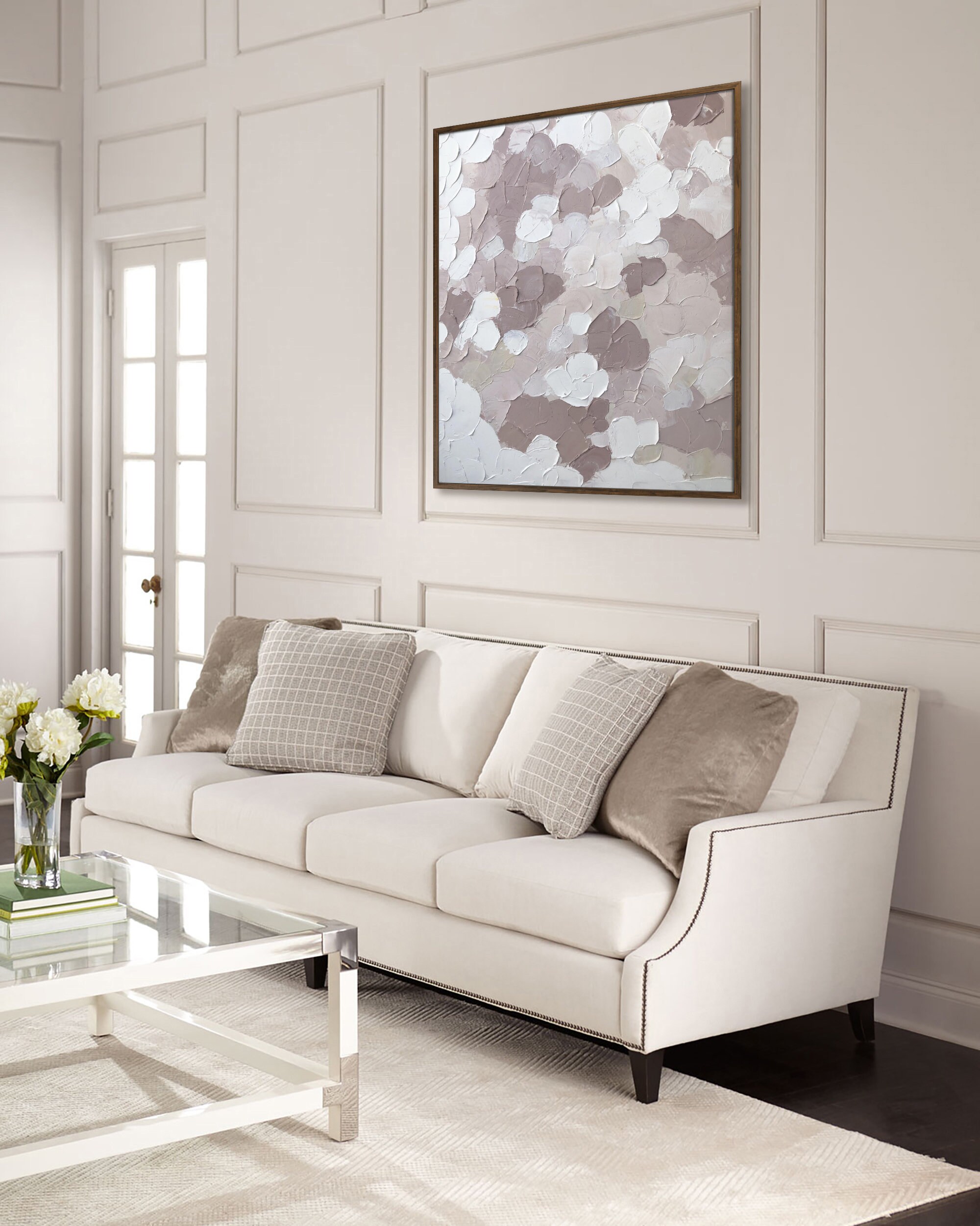 Big Beige Abstract Painting Beige Texture Painting Light - Etsy