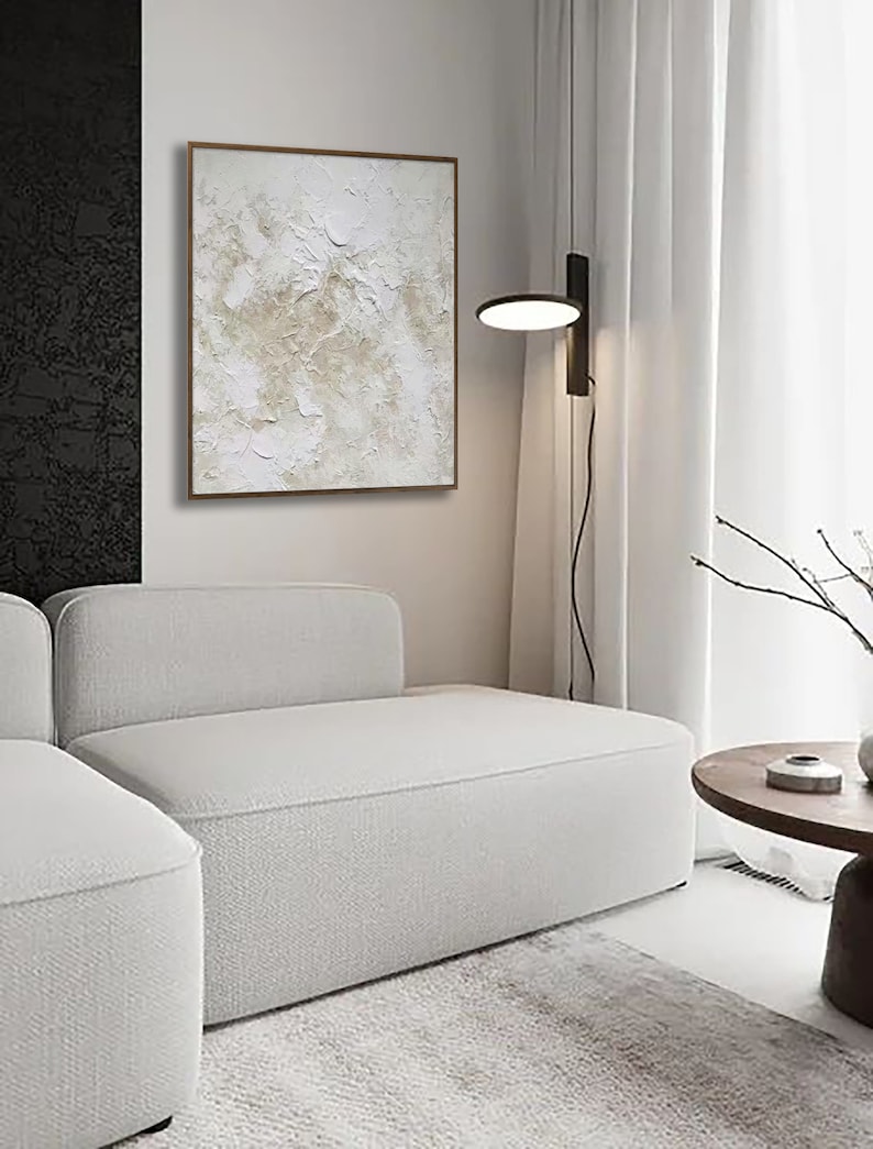 Large Abstract Painting Beige 3D Texture Painting White - Etsy