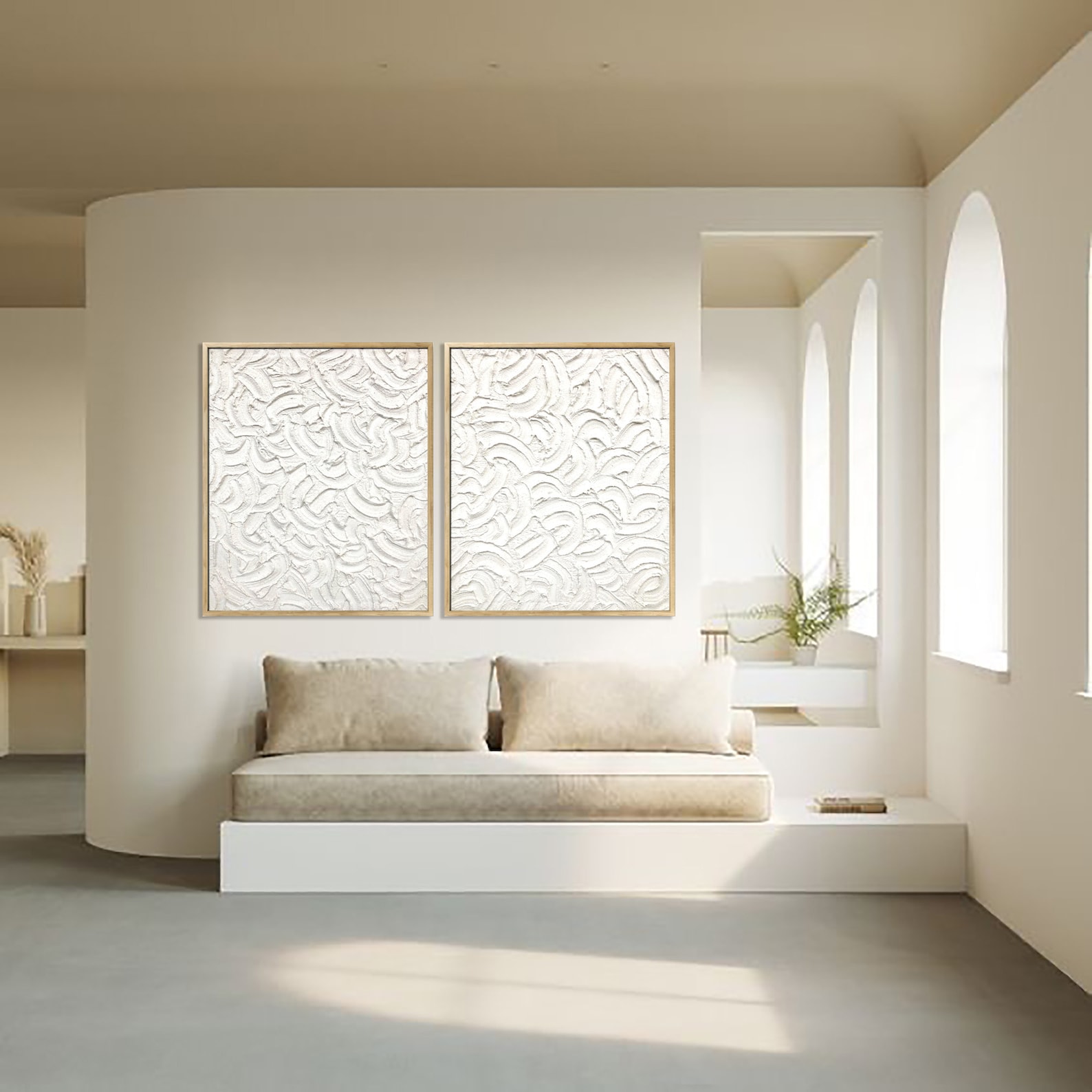 Set of 2 Plaster Art White Plaster Art New Minimalist - Etsy