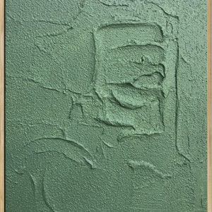 Set of 2 Plaster Textured Wall Art, Olive Green Arched Abstract Plaster ...