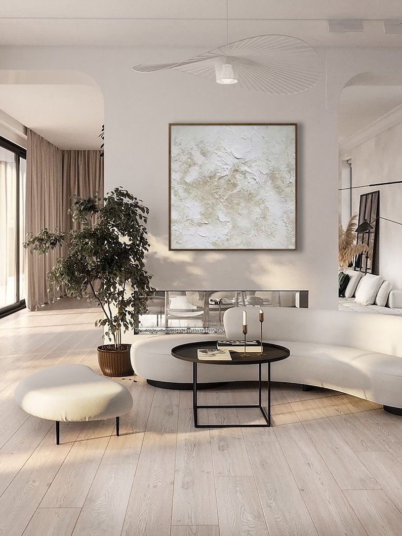 Large Abstract Painting Beige 3D Texture Painting White - Etsy