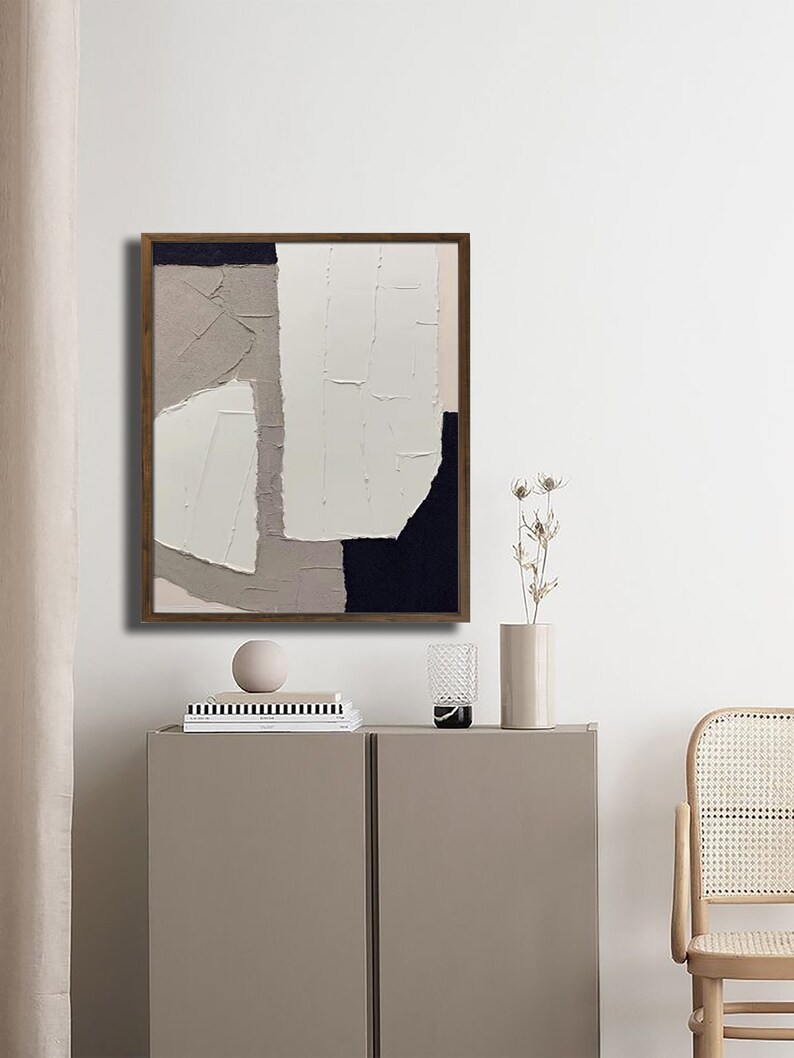 Large Abstract Painting Beige 3D Texture Painting White | Etsy