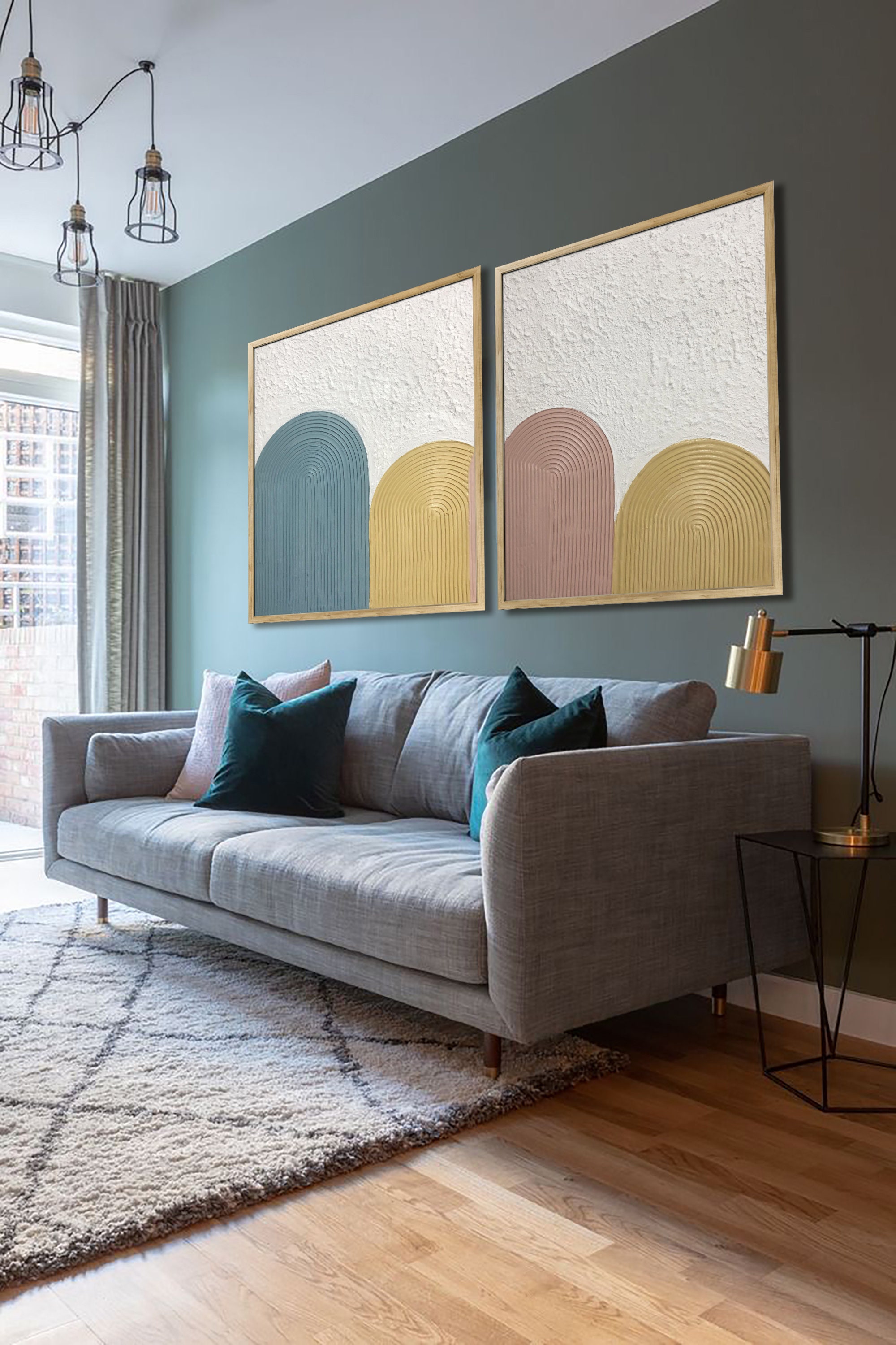 Set of 2 Rainbow Arch Plaster Art: Minimal Scandinavian Paintings - Etsy