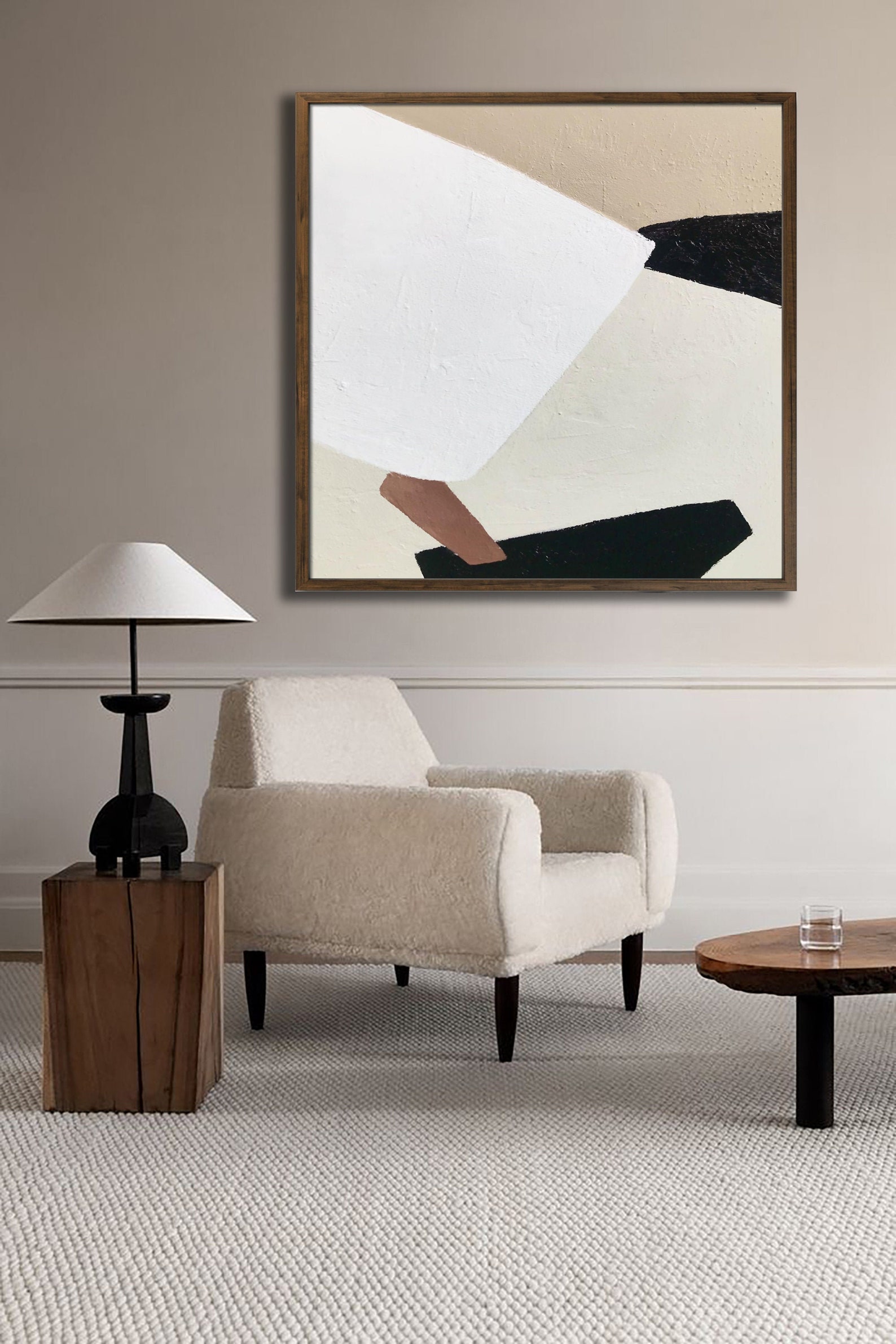 Large Abstract Painting Beige 3D Texture Painting White - Etsy