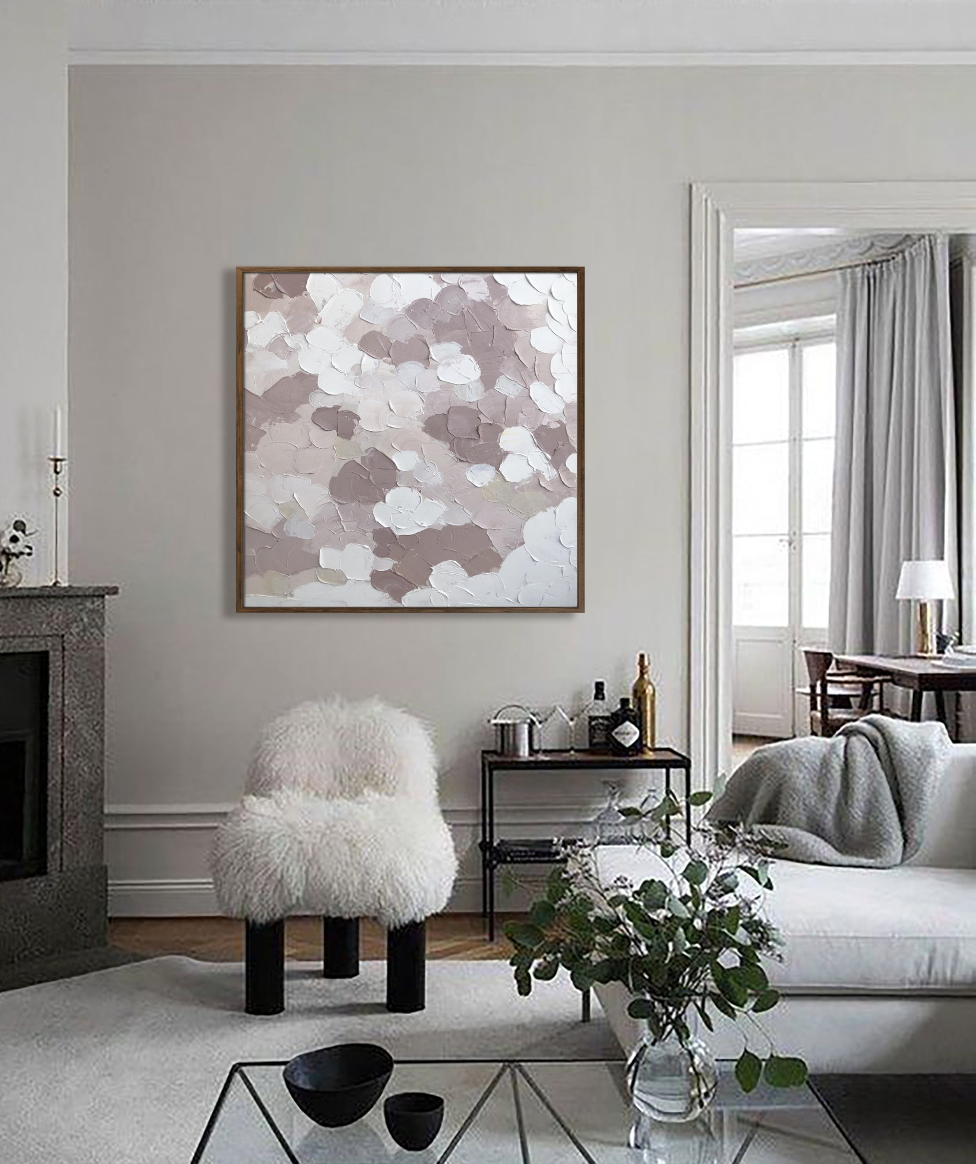 Big Beige Abstract Painting Beige Texture Painting Light - Etsy