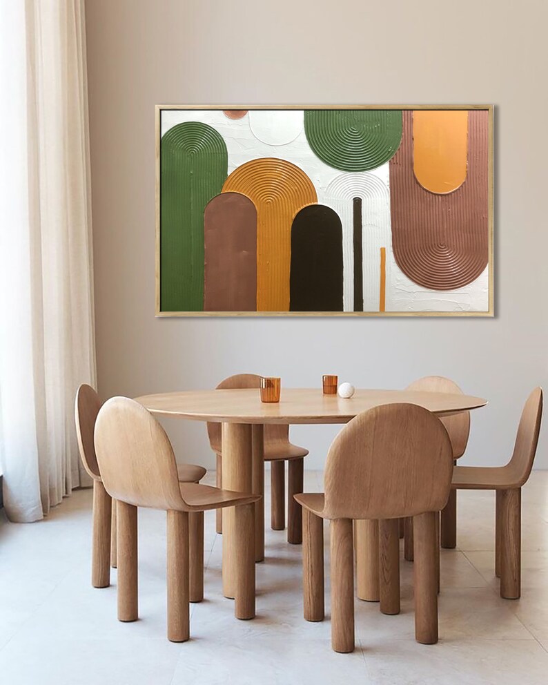 Green Orange Geometric Plaster Wall Art Brown Arched Plaster - Etsy