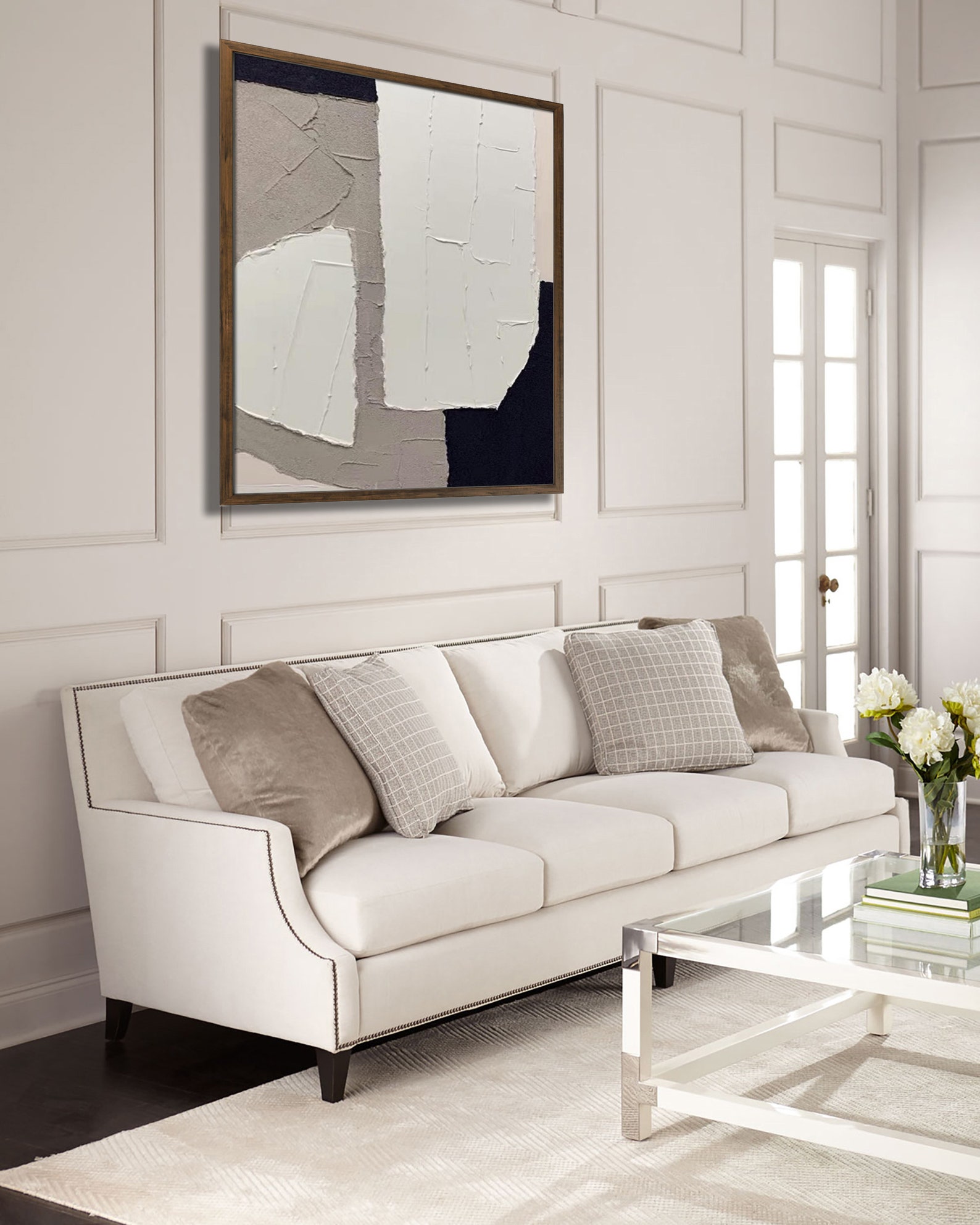 Large Abstract Painting Beige 3D Texture Painting White - Etsy