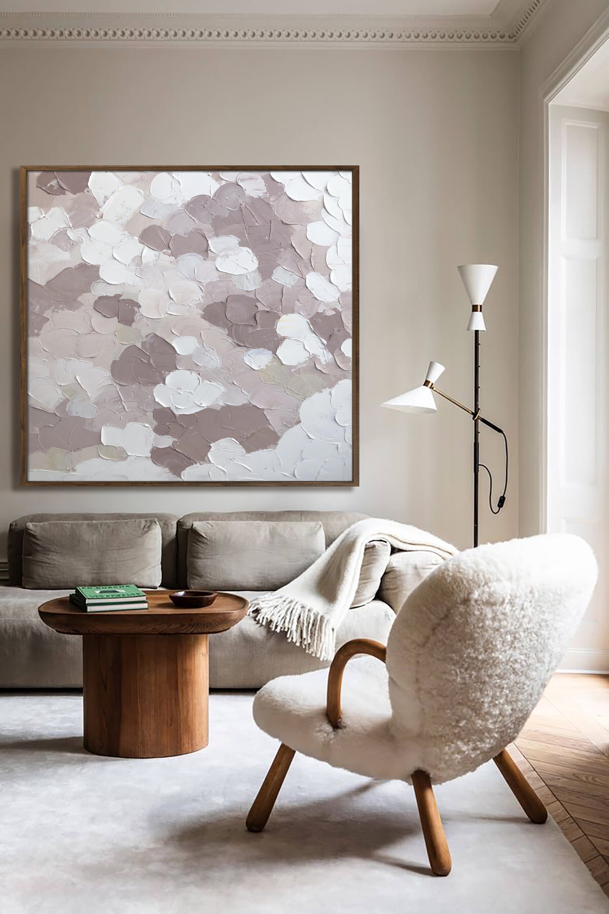 Big Beige Abstract Painting Beige Texture Painting Light - Etsy