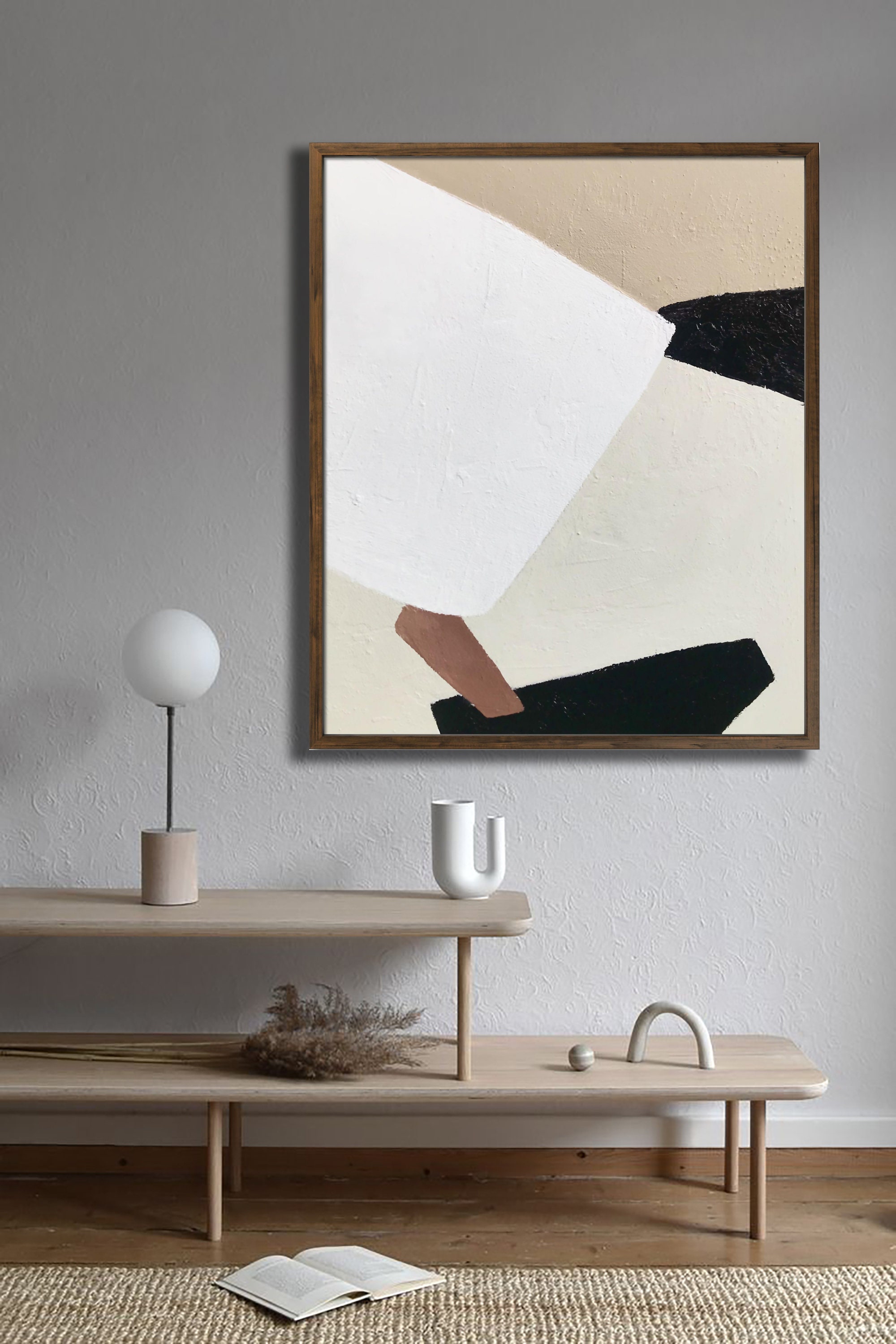 Large abstract painting beige 3D texture painting white | Etsy