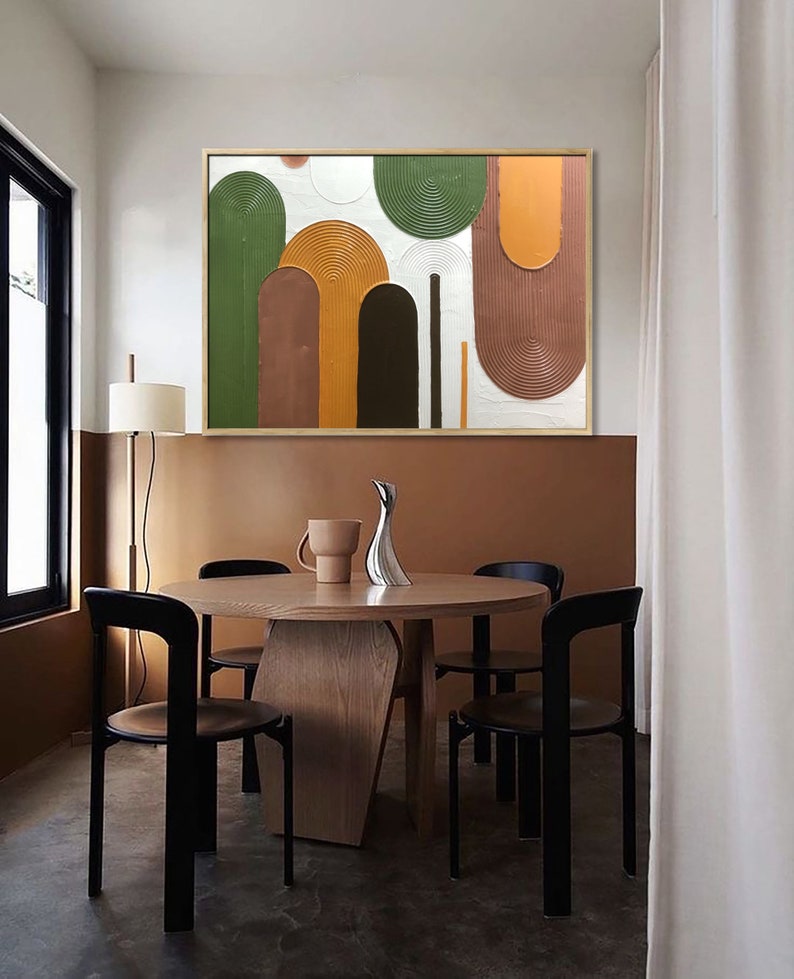 Green Orange Geometric Plaster Wall Art Brown Arched Plaster - Etsy