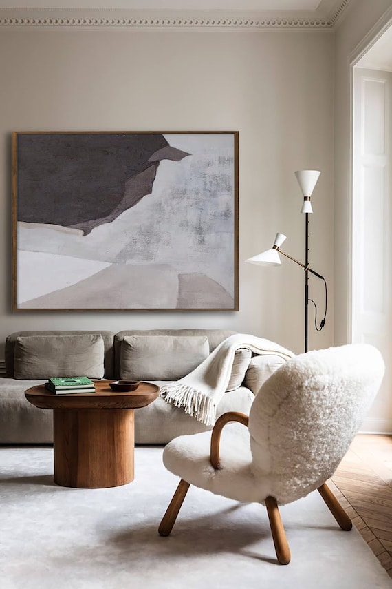 Large Abstract Grey Paintingoversized Abstract Art | Etsy