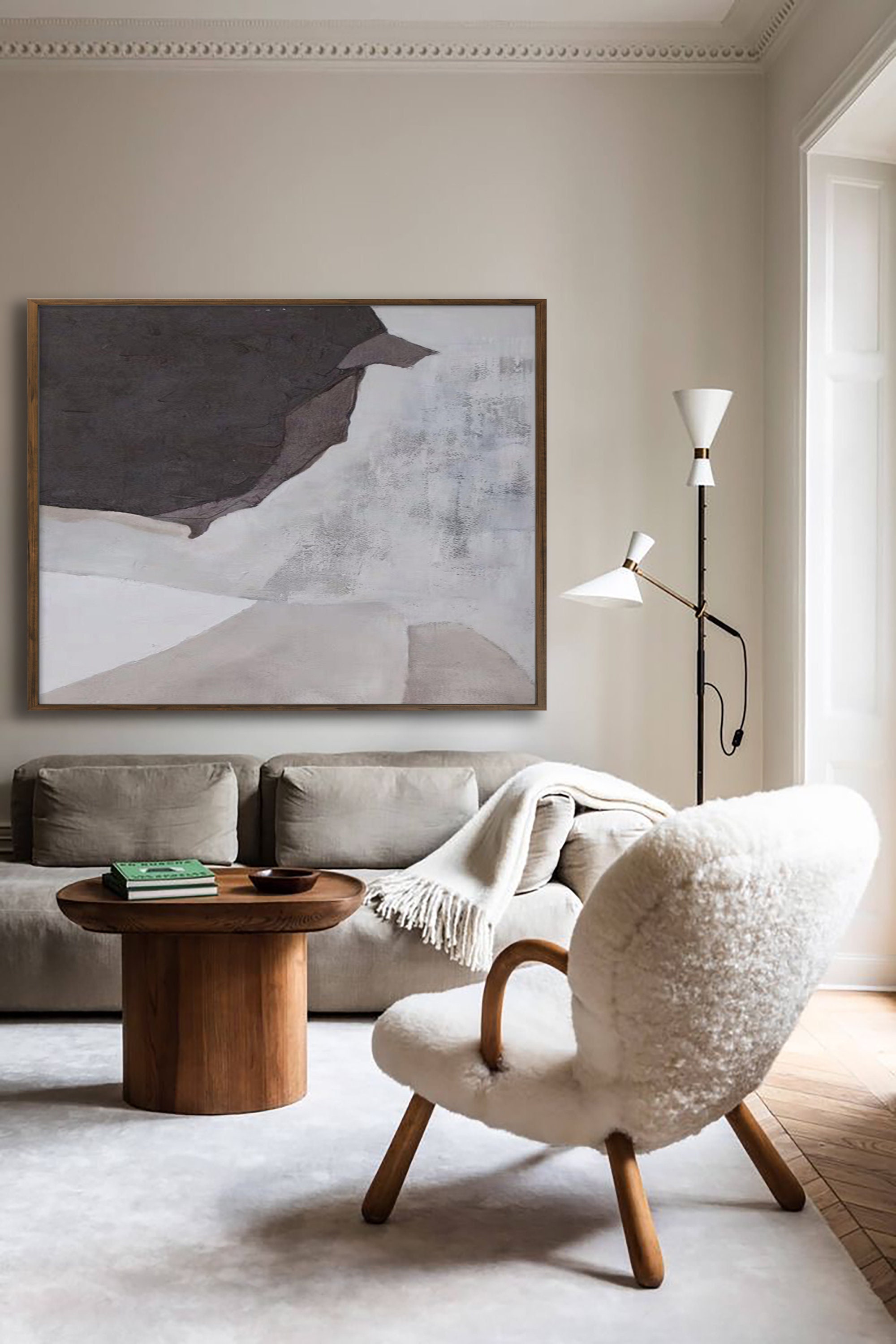 Large Abstract Grey Paintingoversized Abstract Art | Etsy