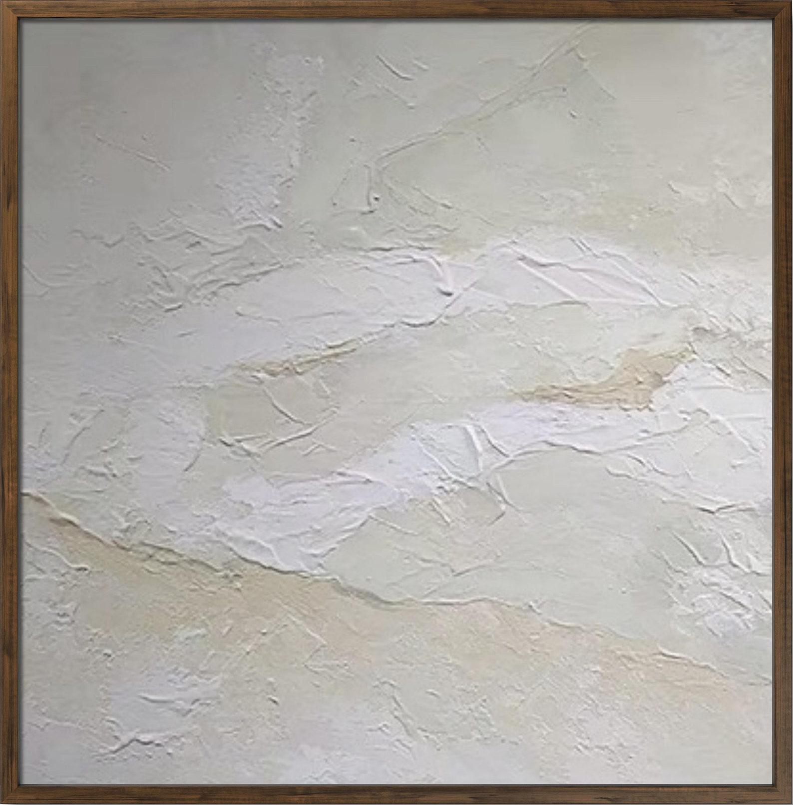 Large Abstract Painting, Beige 3D Texture Painting, White Acrylic ...