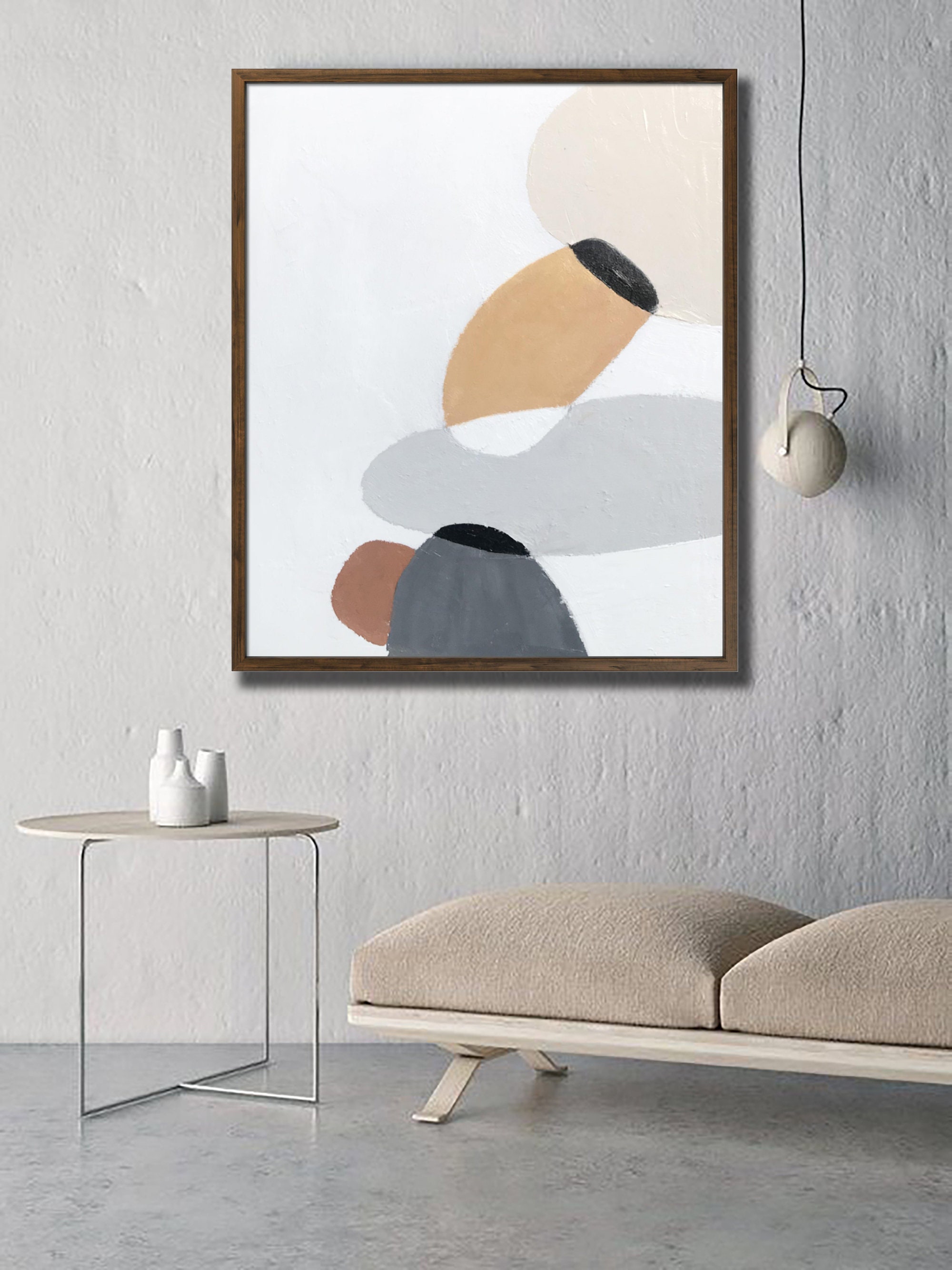 Large beige abstract painting white 3D texture painting | Etsy