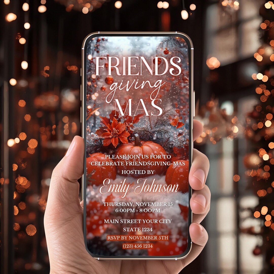Digital Friendsgiving Mas Party Invitation Template, Editable ...
