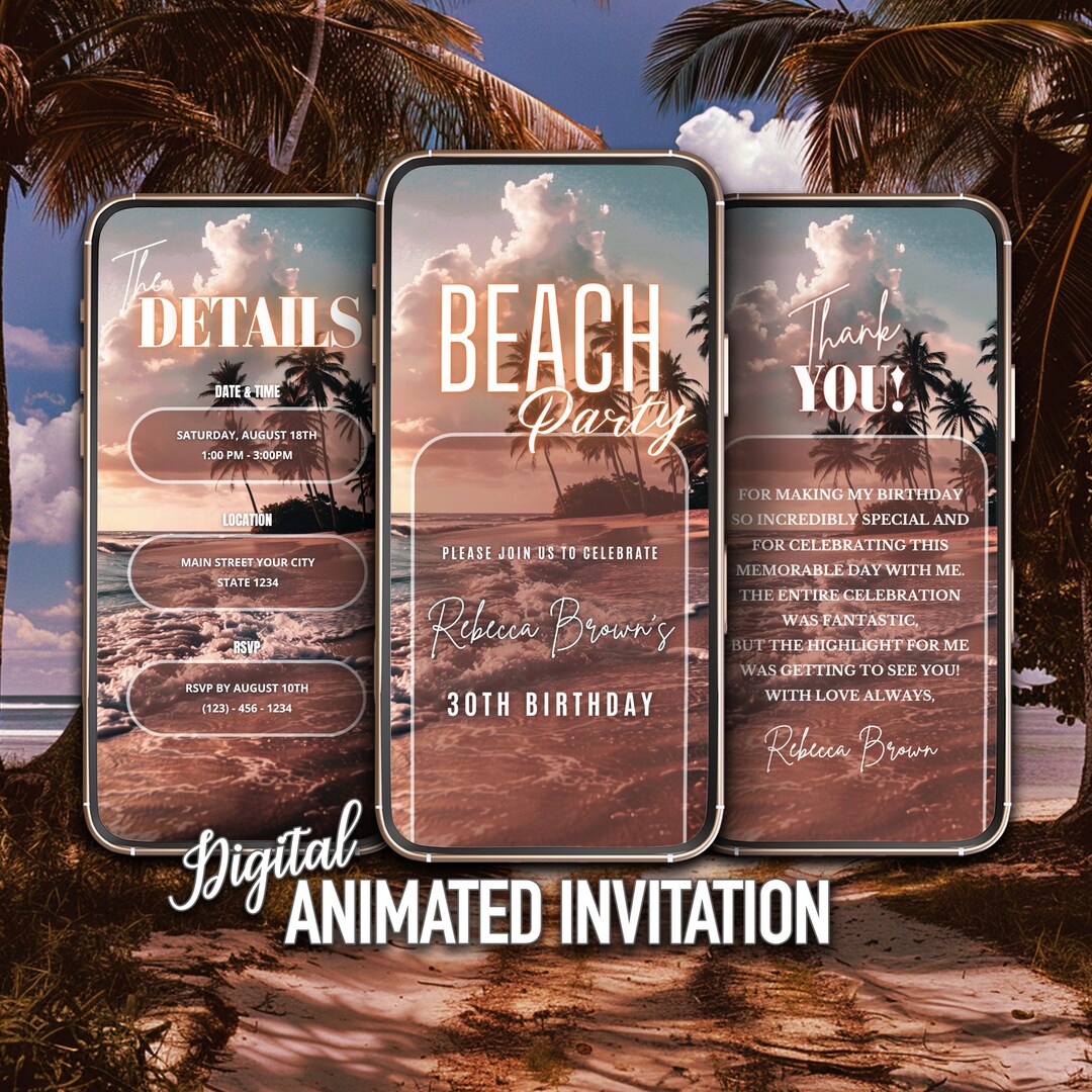 Beach Party Invitation, Editable Beach Party Invite, Summer Invitation ...