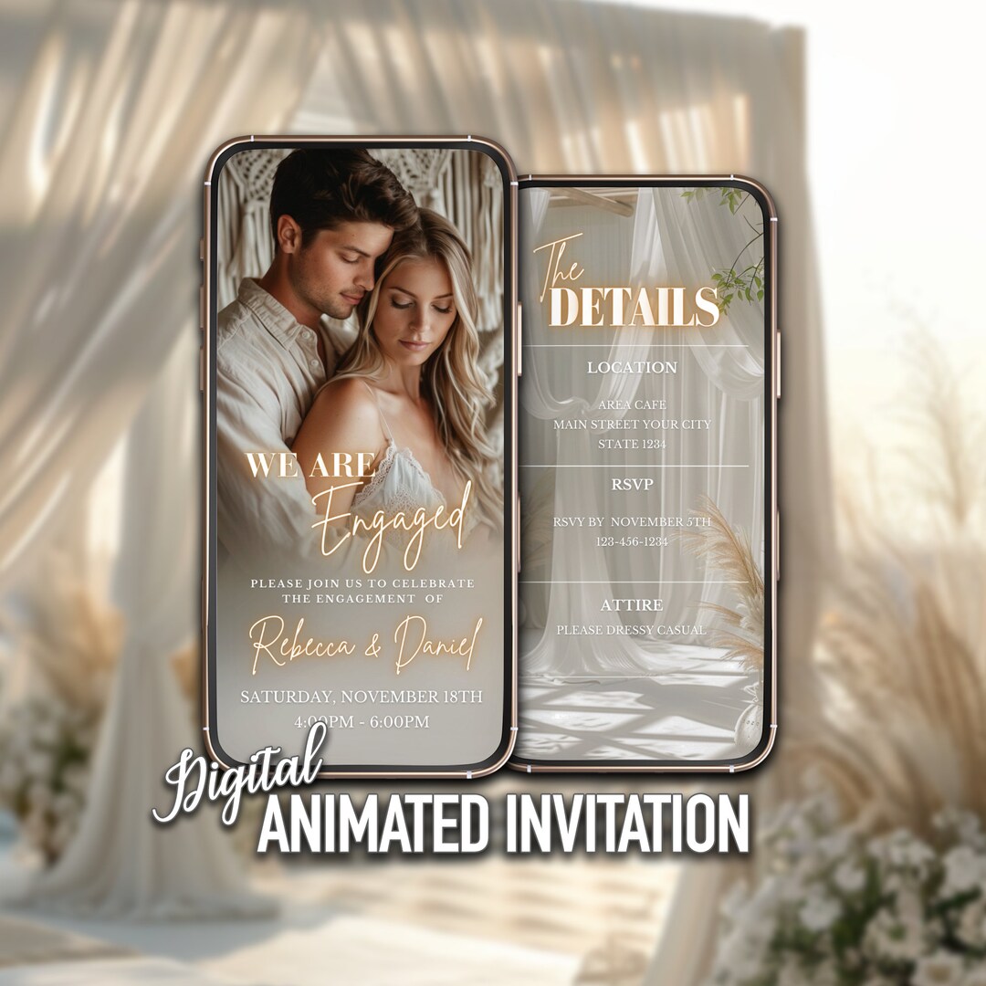 Engagement Invitation With Photo, Digital Engagement Invite, Electronic ...